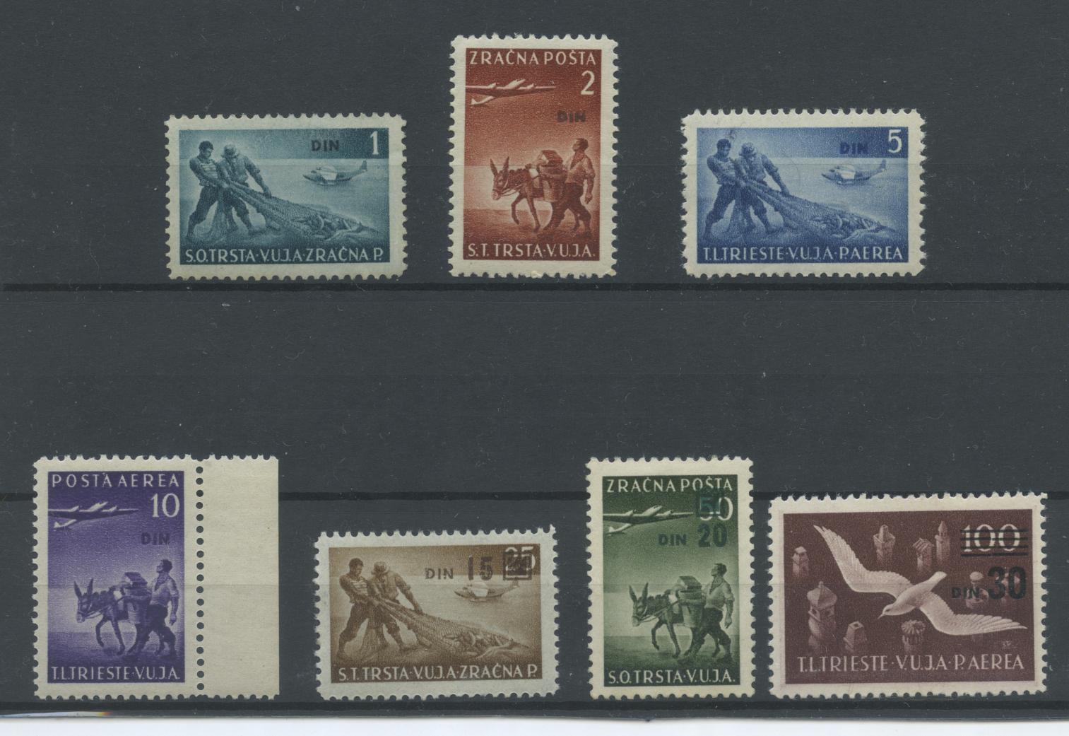 Trieste 1949 Zona B Posta Aerea Sovr. 7V. ** Lusso